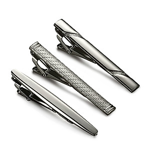 Jstyle 3 Pcs Tie Clips for Men Tie Bar Clip Set for Regular Ties Necktie Wedding Business
