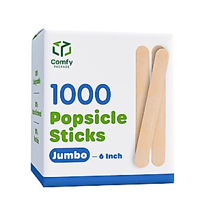 Comfy Package [1000 Count] Jumbo 6 Inch Wooden Multi-Purpose Popsicle Sticks, Craft Sticks for ICES, Ice Cream, Waxing, Tongue Depressor Wood Sticks (Formerly Comfy Package)