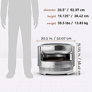 Solo Stove Pi Pizza Oven, Wood & Gas Burner | Incl. Stainless Steel Outdoor Pizza Maker, Wood Burning Assembly, Gas Burner, Cordierite Pizza Stone (13 mm thick), H: 15.125 in x Dia: 20.5 in, 30.5 lbs