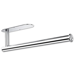 Paper Towel Holders, Paper Towel Holder Under Cabinet, Stainless Steel Paper Towel Holder Wall Mount for Kitchen, Bathroom, Paper Towel Rack with Self Adhesive and Screws, Both Available