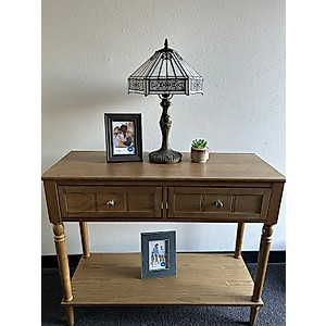 enjoy decor lamps Tiffany Table Lamp White Stained Glass Hexagon LED Bulb Included for Living Room Dining Room Bedroom Bedside 12'W*12" D*19" H