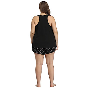HDE Women's Plus Size Pajama Set Tank Top and Shorts Sleepwear PJ Sets (Caturday, 2X)