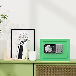 PATRON small safe box with key，mini safe for money，small coin safes for home with code，little jewelry lock box for kids，Wall or Cabinet Safe for personal items，0.236 Cubic Feet Green