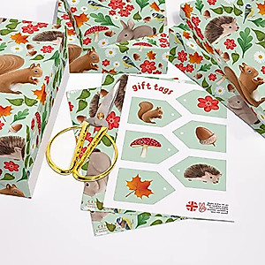 CENTRAL 23 Woodland Creatures Wrapping Paper - 6 Sheets Thick Gift Wrap For Birthday - Baby Shower Wrapping Paper Girl Or Boy - Comes With Fun Stickers