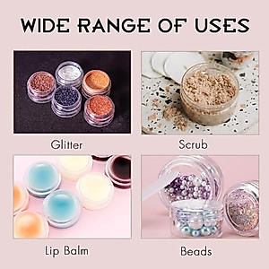 25 Count 3 Gram Sample Containers, Clear Lip Balm Containers with Lids, Small Plastic Sample Jars with 2 Mini Spoons, 25pcs Labels (Clear Lid)