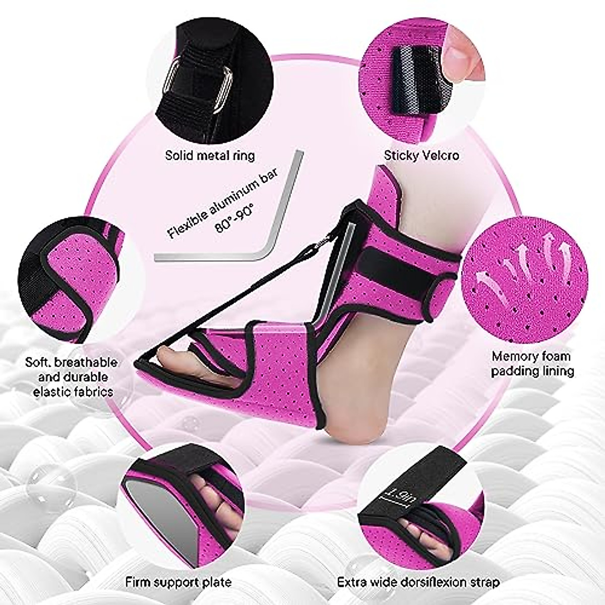 Kelong Plantar Fasciitis Night Splint: Upgraded Plantar Fasciitis Brace with Massage Ball for Foot Pain Relief by Plantar Fasciitis Achilles Tendonitis Foot Drop Flat Arch Heel Spur | Comfortable & Easy Use for Women Men