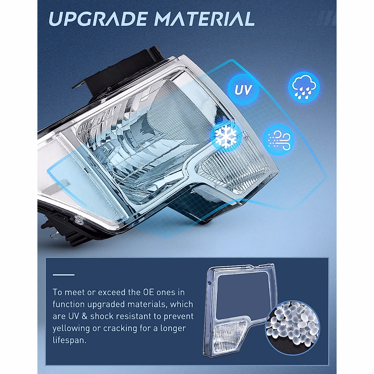 Nilight Headlight Assembly 2009 2010 2011 2012 2013 2014 F150 Chrome Housing Clear Corner Clear Lens Headlamp Replacement Driver and Passenger Side 2 Pack
