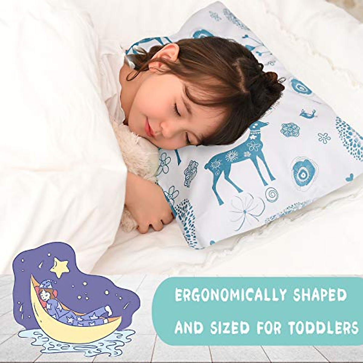 Gina Era Toddler Pillowcase,(2 Pack) 100% Cotton Pillowcase, Size:14 * 19 inch,Fits Kids Pillows Sized 13 x 18 or 12 x 16 - Machine Washable (Style4)
