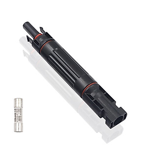 Poyiccot 30A Solar Inline Fuse Holder Connector, 1000V DC Waterproof in-line Fuse Holder, Solar Fuse Connector for Solar Panel and Solar Controller, with 10X38mm Fuse, 1pcs