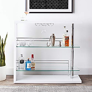 Coaster Home Furnishings Prescott Rectangular 2-Shelf Bar Unit Glossy White