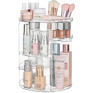 HBlife 360 Rotating Makeup Organizer Adjustable Carousel Large Capacity Revolving Perfume Organizer Skincare Organizers Cosmetic Storage Spinning Holder for Vanity, Clear