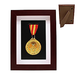 Solid Wood Medal Display Box Photo Frame-Marathon Medal Display Framemilitary Medal Display Cabinet-Marathon Medal Storage Boxfits All Sports Winners, Military Medal Badge Medal 8.2*6.2 Inch