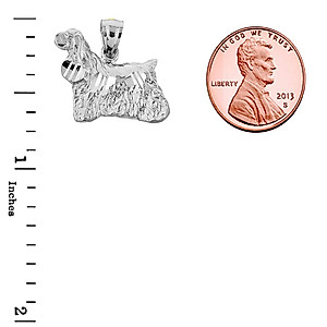 Claddagh Gold Polished 925 Sterling Silver Cocker Spaniel Dog Charm Pendant