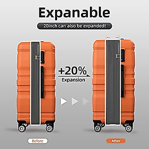 Merax Expandable ABS Hardshell Luggage Sets 3 Piece Suitcase with Spinner Wheels Suit Case Lightweight, Orange, (20/24/28)