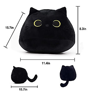 Yoruii 16" Black Cat Plush Toy, Cute Stuffed Animal Pillow, Creative Gift for Valentines & Birthdays