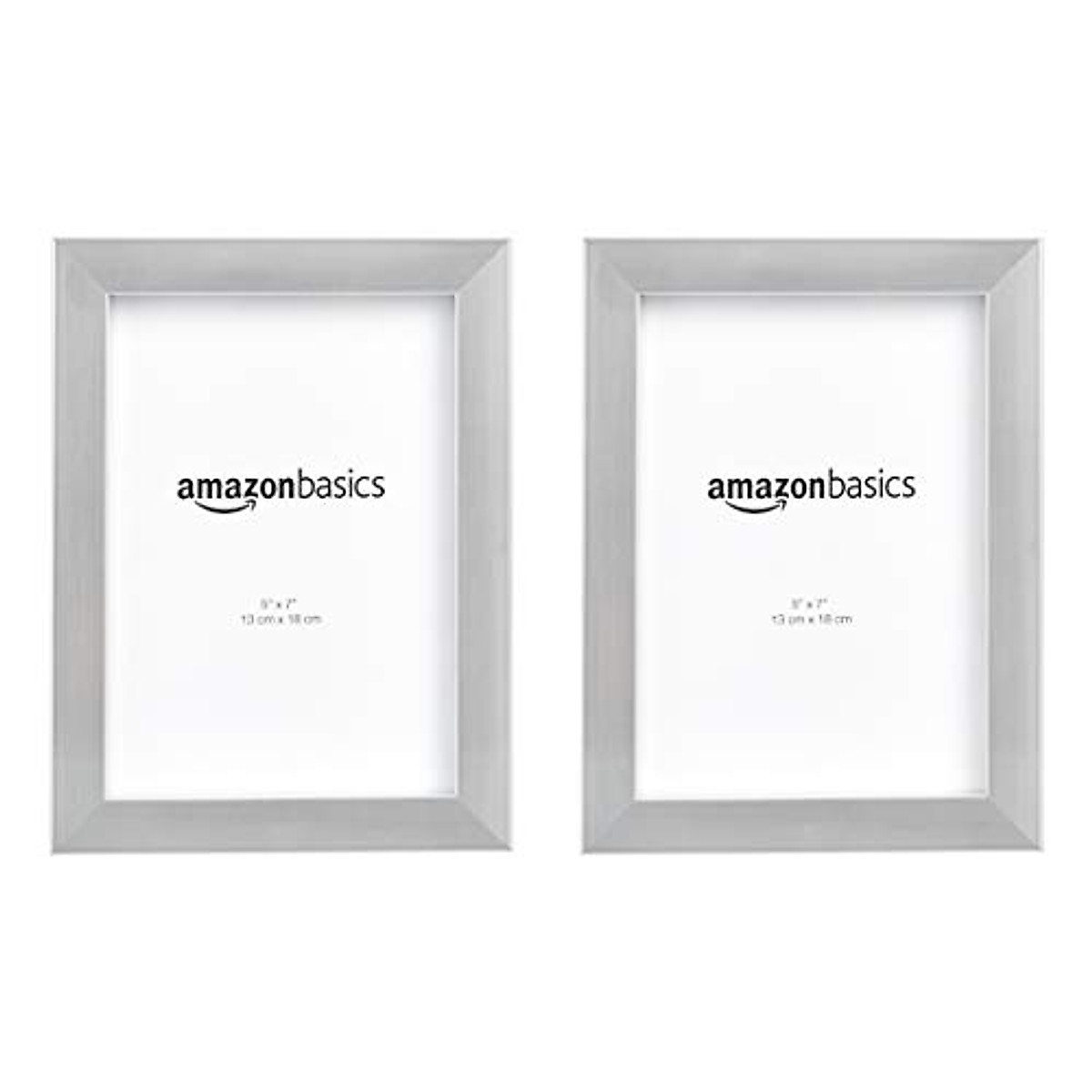 Amazon Basics Rectangular Photo Picture Frame, 5" x 7", Pack of 2, Nickel