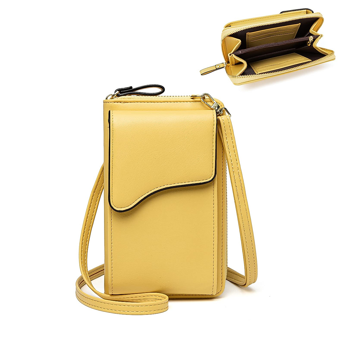 myfriday Small Leather Shoulder Bag, Crossbody Bag CellPhone Wallet Purse Lightweight Crossbody Handbags for Women