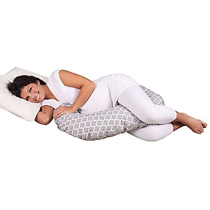 Leachco Snoogle Mini Chic - Compact Side Sleeper Pregnancy Pillow - Moroccan Gray