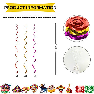 36 Pcs Dia De Los Muertos Decorations banner,NO-DIY Day Of The Dead Decorations Sugar Skull Decorations banner,Dia De Muertos Decorations for Mexican Party Supplies