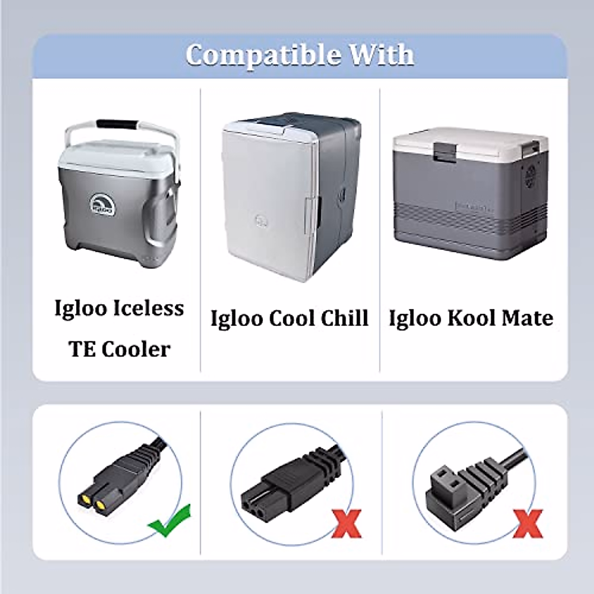 12V Car DC Power Cord for Igloo Cool Chill, Igloo Kool Mate, Igloo Iceless TE Thermoelectric ...