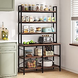LITTLE TREE 6-Tier Tall Bookshelf with X-Shaped Frame, Industrial Bookcase with Storage, Utility Stand Shelf