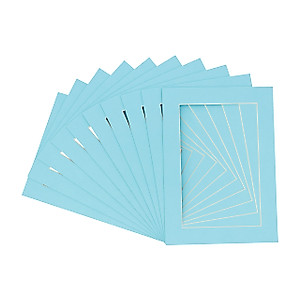 6x8 Mat Bevel Cut for 4x5 Photos - Acid Free Aqua Blue Precut Matboard - For Pictures, Photos, Framing - 4-ply Thickness