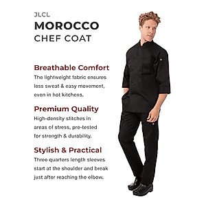 Chef Works Men's Morocco Chef Coat, Black, X-Large