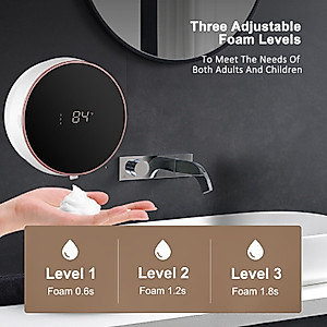Monstake Automatic Soap Dispenser Touchless Auto Foaming Hands Free Wall Mount Foam Hand Soap Dispenser Electric Plastic Modern Rechargeable Smart Dish Soap Dispenser for Bathroom Kitchen White
