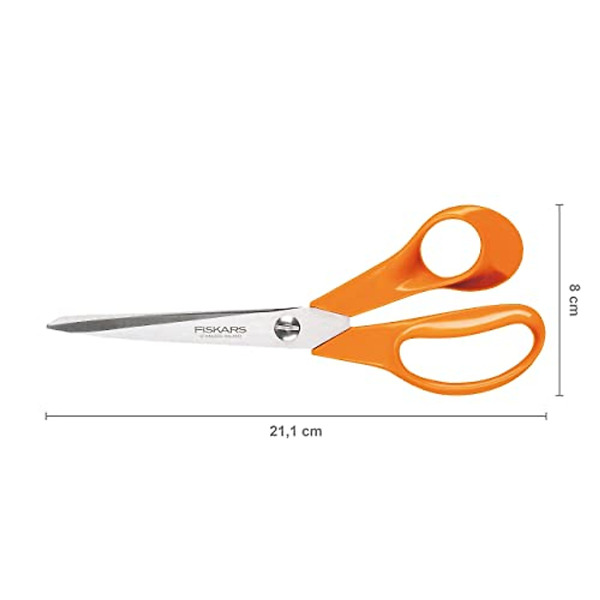 Fiskars 1000815 General Purpose Scissors, Total Length: 21 cm, Quality Steel/Synthetic Material, Classic, one, Orange