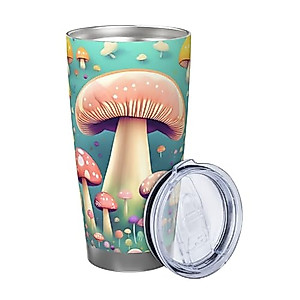 WXZYFP Car cup (single silver rim), can use a straw or drink directly, easy to use.Pretty little mushrooms