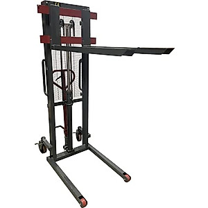 Pake Handling Tools Manual Stacker Hand/Foot Pump Lift Truck - Compact and Easy to Use Hydraulic Lift - 2200 lbs Capacity for Skid/Single Sided Pallet
