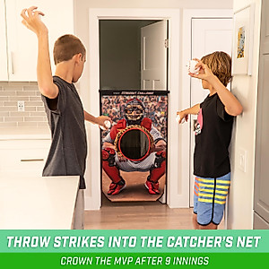 GoSports Strikeout Challenge Baseball Toss Doorway Game - Includes Universal Door Frame Tension Rod and Inflatable Baseballs with Ball Pump