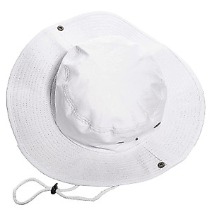Sun-Hats-for-Men-with-UV-Protection-Wide-Brim Bucket Fishing Safari Boonie Hat for Summer (White, XL)
