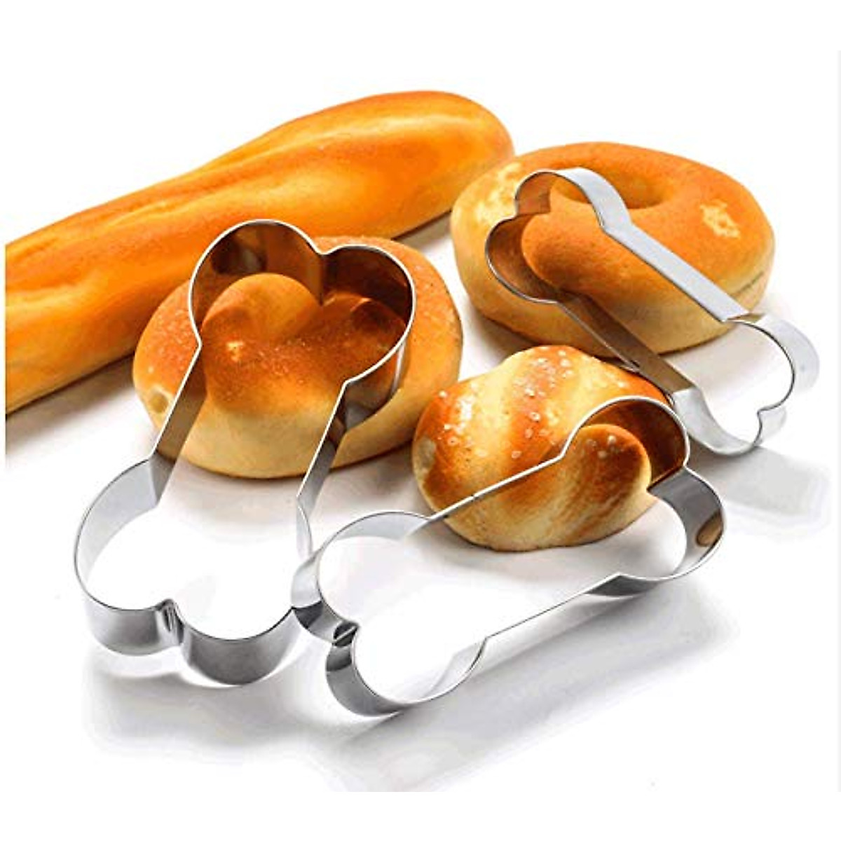 6 Pieces Dog Bone Cookie Cutters, Bone Shape Cookie Cutters set Stainless Steel Biscuit Mold for Dog Cat Homemade Treats 5", 4.5", 3.5", 3.25", 2.15"