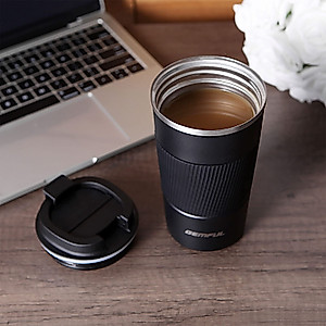 GEMFUL 17oz Travel Coffee Mug To Go Cup with Lid Stainless Steel Insulated Reusable Tumbler Leak Proof Coffee Lovers Gifts for Hot Cold Drinks Women Men Office Car Blue