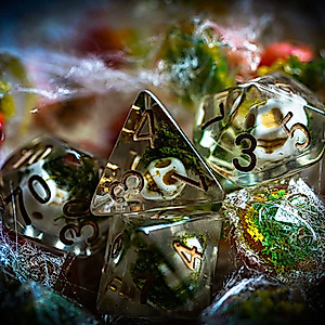 UDIXI 7-Die DND Dice Set, Polyhedral Dice Set for Dungeons and Dragons, D&D Skull Dice for RPG MTG Table Games, D and D Dice Set (Skull-Seaweed)