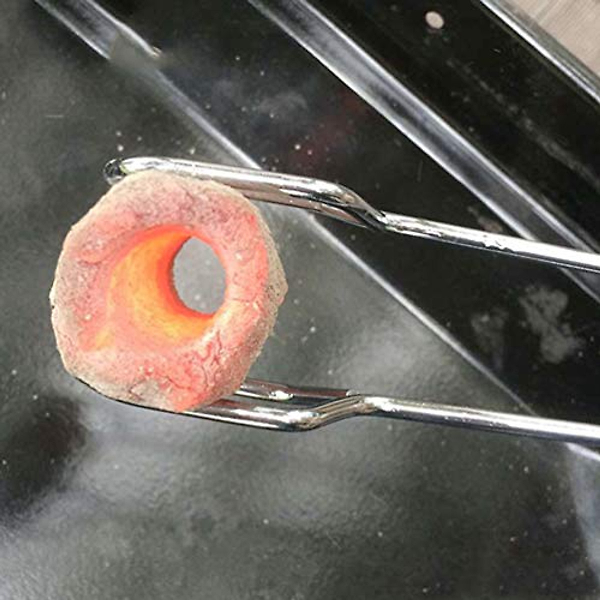 FRCOLOR 2pcs Firewood Tongs Fireplace Log Tong Log Outdoor Barbecue Long Log Tweezer Wrought Iron Log Claw Large Grabber for Wood Stove Outdoor Campfire Black