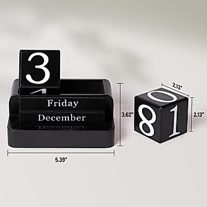 EruiYin Wooden Block Calendar for Desk, Daily Desktop Perpetual Desk Calendar, Modern Farmhouse Aesthetic Desk Accessories for Home Office Decor, Teacher, Classroom, Reusable Yearly, Black