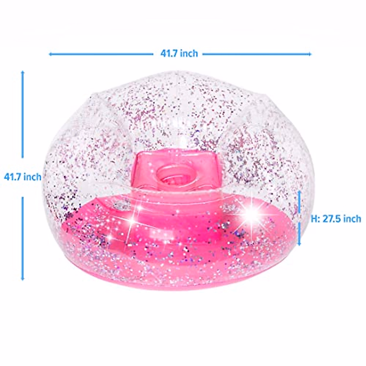 Make It Real Pink Glitter Confetti Inflatable Chair