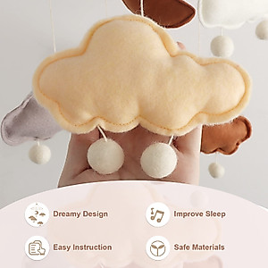 Baby Mobile for Crib - Handmade Soft Felt Crib Mobile - Boho Nursery Decor - Mobile for Bassinet, Pack N Play - Moon, Cloud, Star