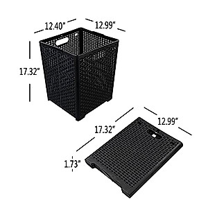 Morcte 2-Pack 42 L Folding Laundry Basket, Plastic Towel Hamper for Wet Towels, Black