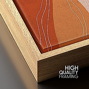 SIGNFORD Framed Canvas Print Wall Art Shining Sun Over The Orange & Red Hills Abstract Wilderness Digital Art Modern Art Rustic Scenic Multicolor for Living Room, Bedroom, Office - 24"x36" Natural