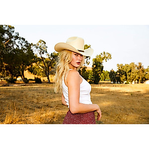 Enimay Western Cowboy & Cowgirl Hat Pinch Front Wide Brim Style (Large | X-Large, Classic Sand)