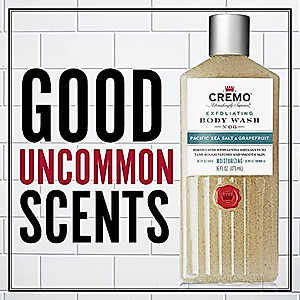 Cremo Exfoliating Pacific Sea Salt & Grapefruit Body Wash, A Refreshing Scent with Notes of Fresh Mint, Citron, Cedar and Moss, 16 Fl Oz (2-Pack)