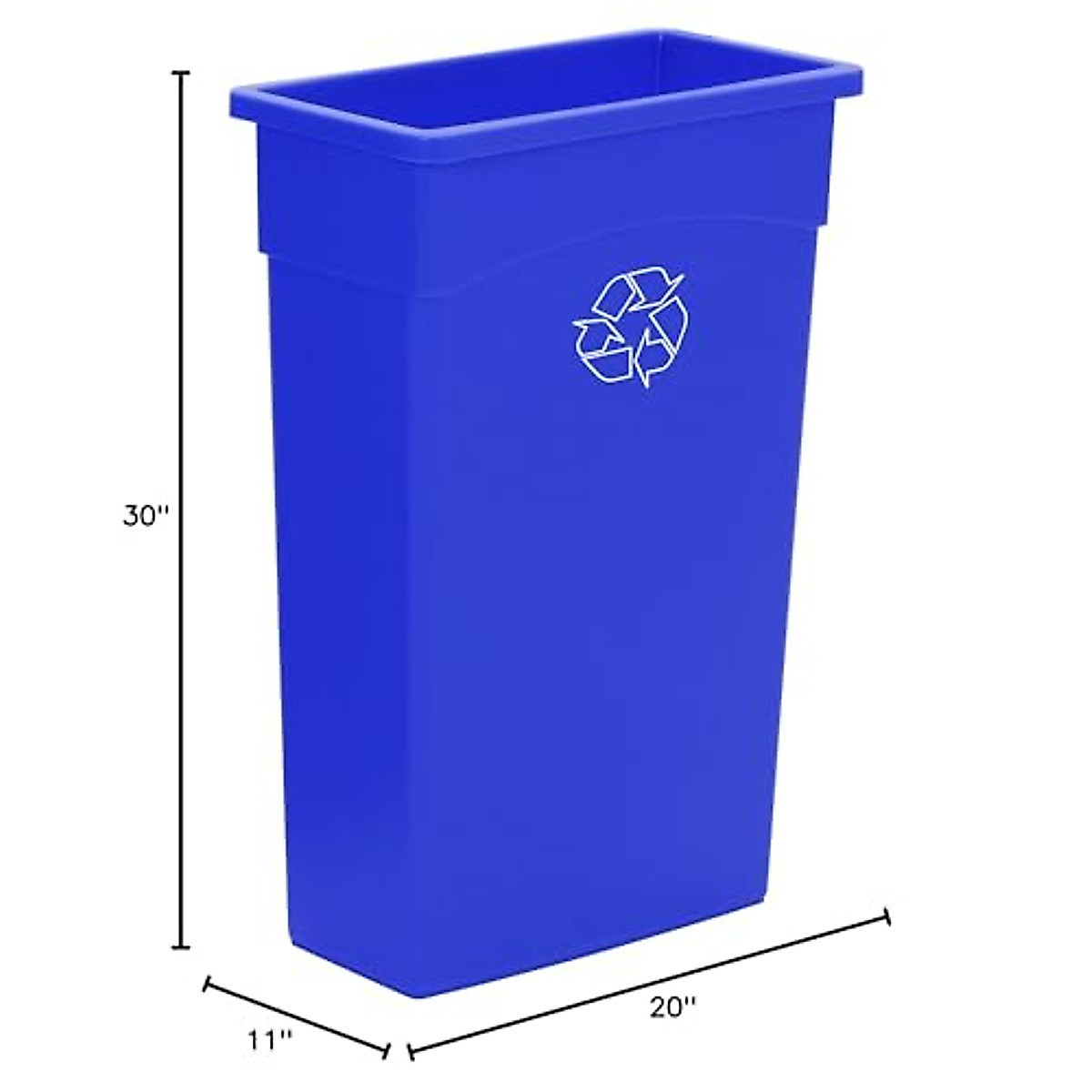 Continental 8322-1 23-Gallon Wall Hugger LLDPE Recycling Receptacle, Rectangular, Blue