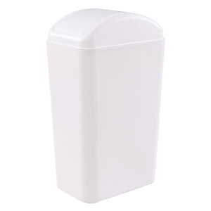 Morcte 3.5 Gallon Plastic Small Garbage Bin with Swing-top Lid, Swing Lid Trash Can, White