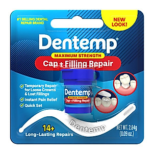 Dentemp Maximum Strength Loose Cap and Lost Filling Repair - Dental Repair Kit for Instant Pain Relief (Pack of 1)