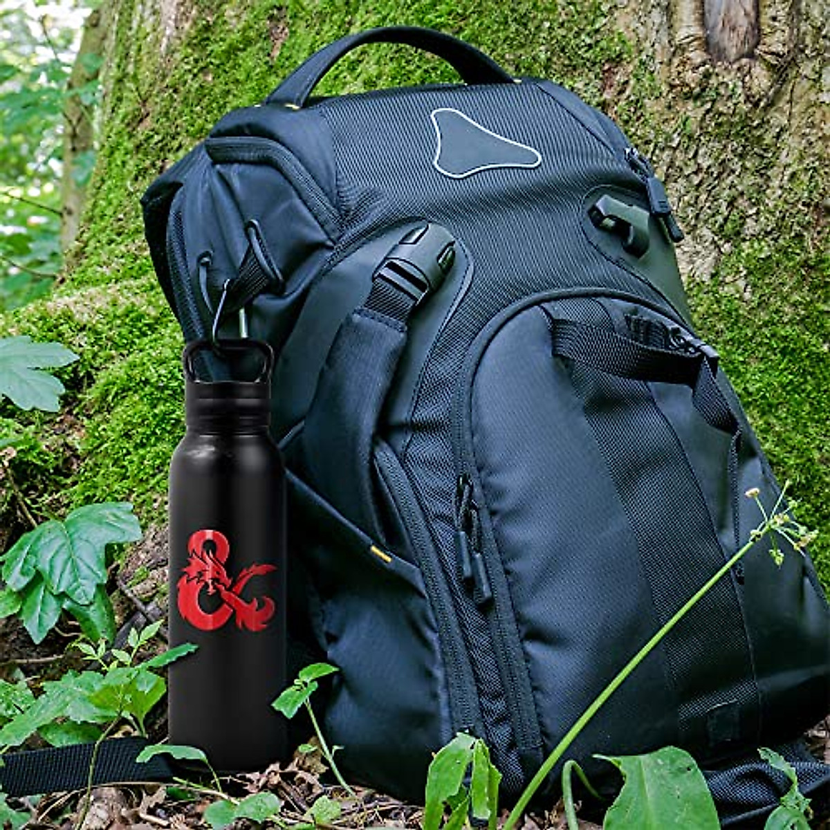 Dungeons & Dragons OFFICIAL Ampersand Logo 24 oz Insulated Canteen Water Bottle, Leak Resistant, Vacuum Insulated Stainless Steel with Loop Cap