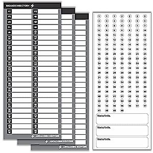 Circuit Breaker Directory Label with Fuse Stickers for Fuse Panel, Marker Sign for Electrical Panel. Strong Adhesive. Up to 48 Entries, Odd and Even Sequence. for House or Commercial Use- Grey Color