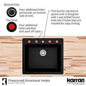 Karran QT-820 Top Mount 25 in. Single Bowl Quartz Kitchen Sink in White